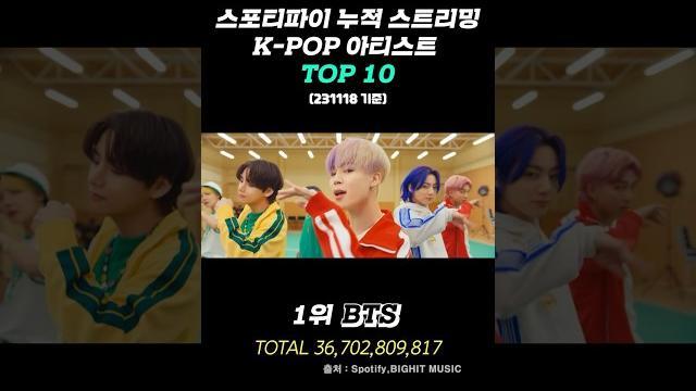 스포티파이 누적 스트리밍 K-POP 아티스트 TOP 10 | ZUM TV