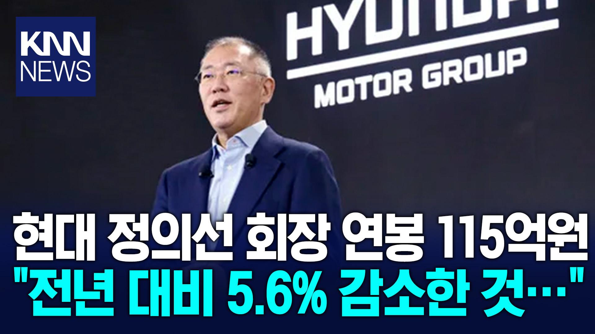 현대 정의선 회장 연봉 115억 원, 전년 대비 5.6% 감소 / KNN | ZUM TV