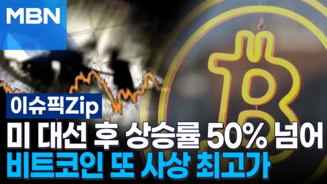 미 대선 후 상승률 50% 넘어, 비트코인 또 사상 최고가 | 이슈픽 zip | ZUM TV